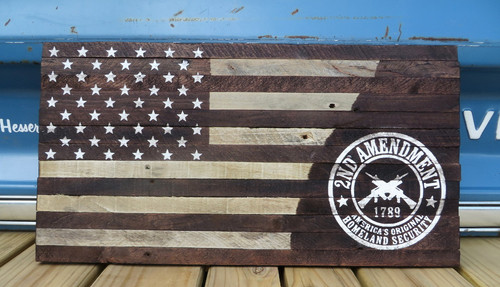 2nd Amendment Rustic Reclaimed Wood Flag | American Customworks