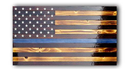Blue Line Wood Flag | American Customworks