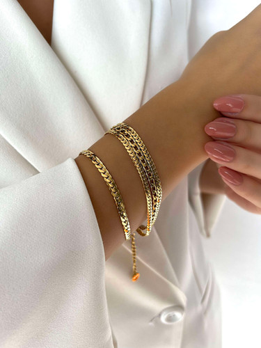Amaya Gold Triple Chain Bracelet | Stainless Steel | April Star Jewellery