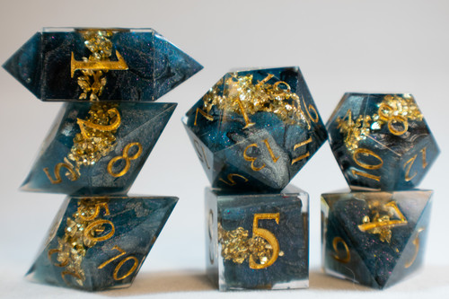 "Gold Vein" Full Dice Set | Dragon Knight Dice