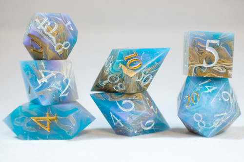 "Beach Agate" Full Dice Set | Dragon Knight Dice