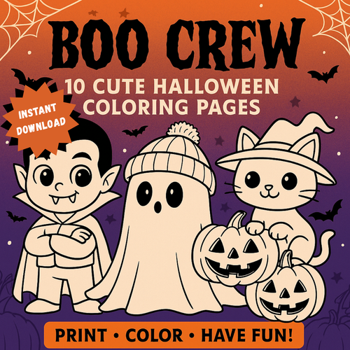 Boo Crew Halloween Kids Coloring Pages – 10 Page Bundle ...