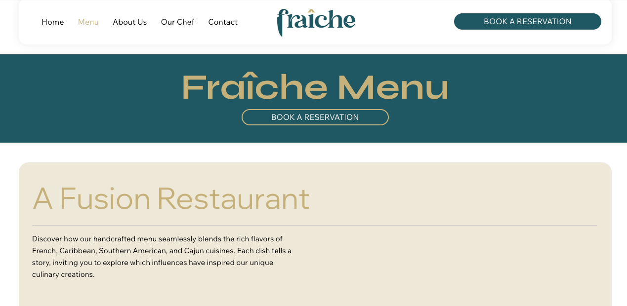 Menu | Fraiche DC