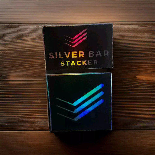 Lot of 2 Silver Bar Stacker Black Holographic Sticker Types: 1.5"x1.5" + 1"x1.5" | Silver Bar ...