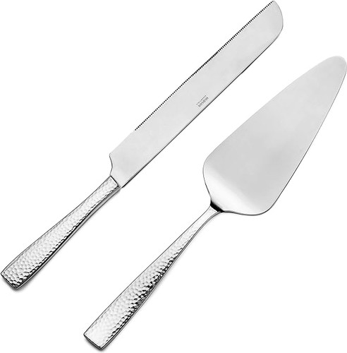 Silver Hammered Cake Knife & Server | Dainty Details
