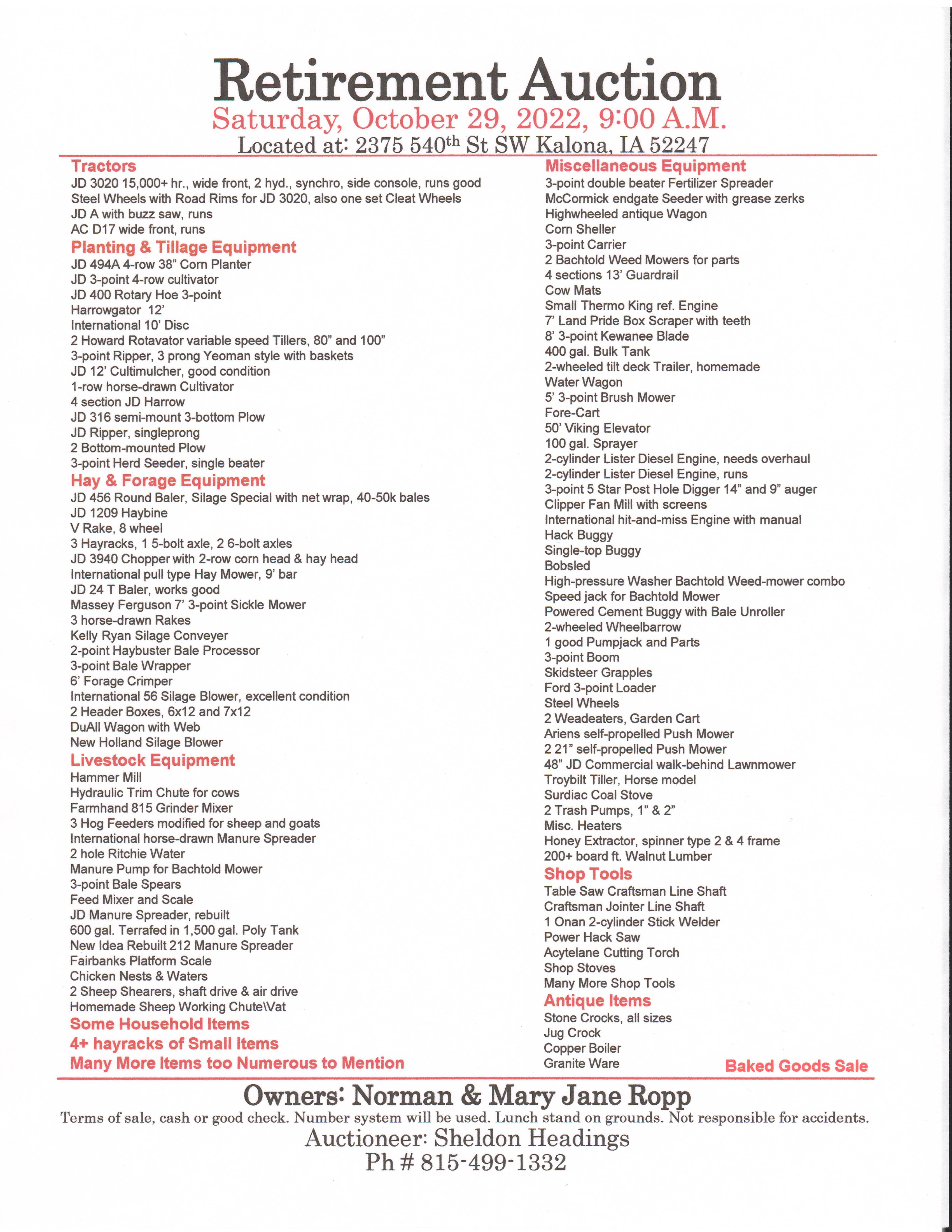 Amish Retirement Auction | Steward Auction Serv