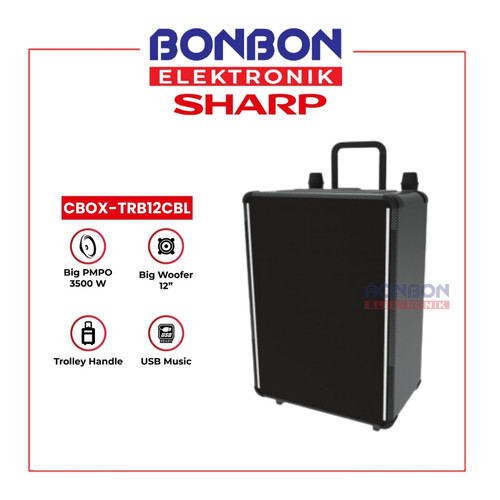Sharp Active Speaker Trolley CBOX-TRB12CBL Battery Big Woofer 12 Inch | Bonbon Elektronik