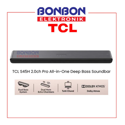 TCL Soundbar S45H - Hi-Fi Speaker Wireless Bluetooth - Dual Bass System ...