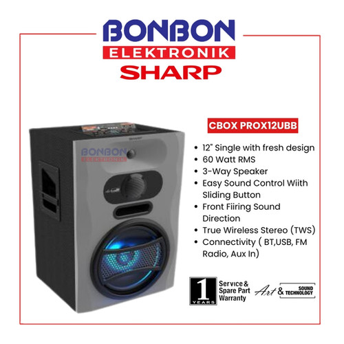 Sharp Active Speaker Bluetooth CBOX-PROX12UBB PRO X Series / 3 Way Speaker CBOXP | Bonbon Elektronik