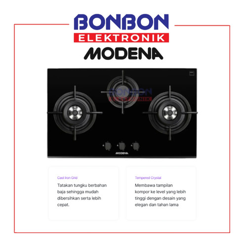 Modena Kompor Tanam Gas 3 Tungku BH 2933 LJ / BH 2933LJ / BH 2933 Gas ...