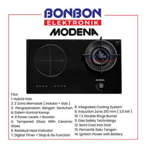 MODENA Combination Induction + Gas Hob BM 8722 AABK / BM8722AABK ...