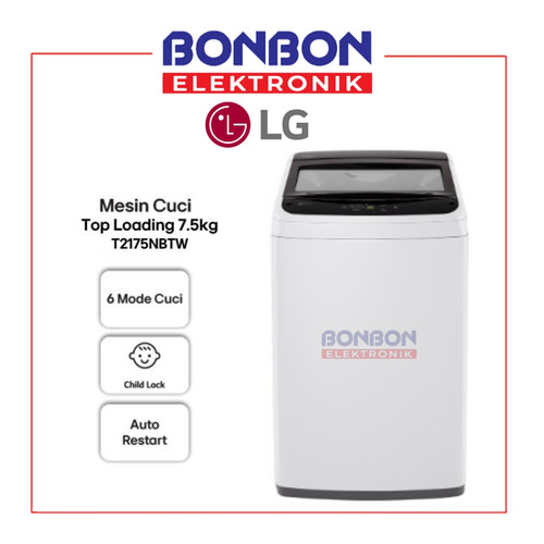 LG Mesin Cuci 1 Tabung 7.5Kg T2175NBTW / T 2175 NBTW Top Loading - 6 ...