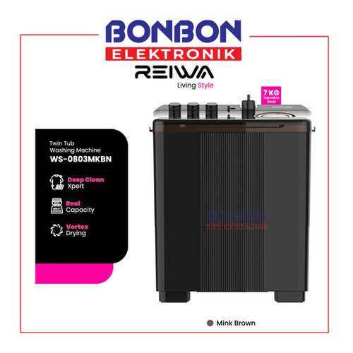 Reiwa Mesin Cuci 2 Tabung 7Kg WS-0803MKBN / WS 0803 MKBN / Twin Tube WS ...