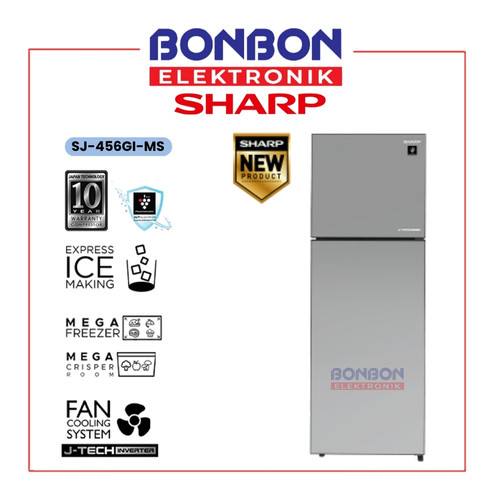 Kulkas Sharp 2 Pintu 329L SJ-456GI-MS / Shine Series SJ456GIMS J-Tech Inverter | Bonbon Elektronik