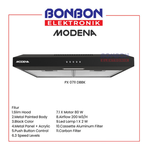 Modena Slim Hood PX 0711 DBBK 70cm | Bonbon Elektronik