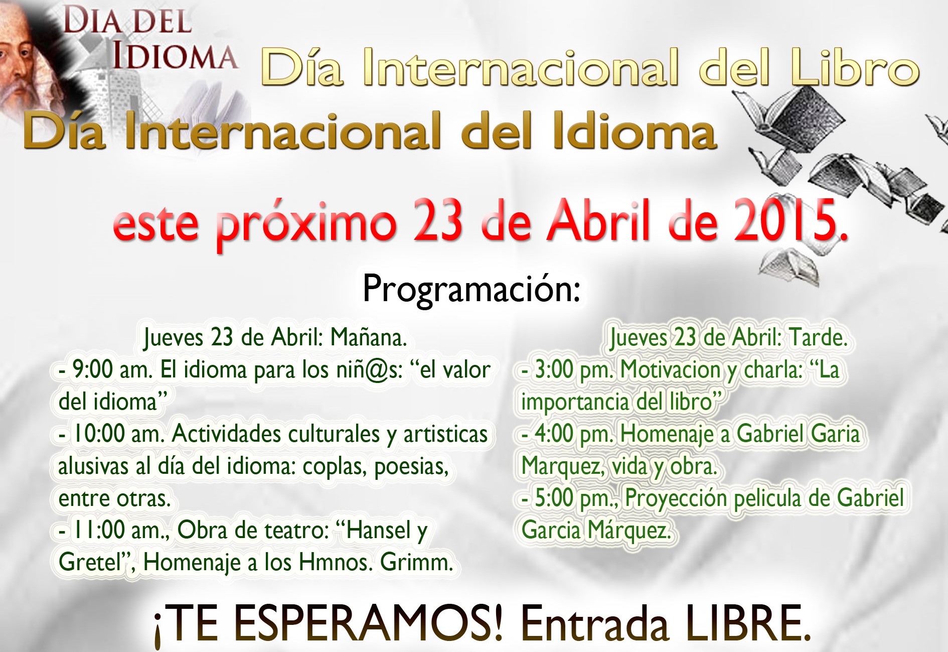23 De Abril Dia Del Libro Y Del Idioma - Leer un Libro