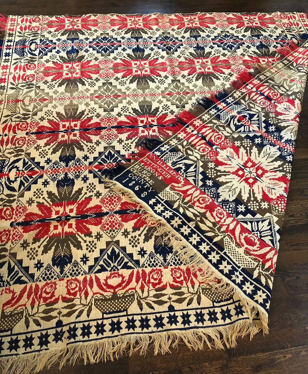Antique Signed Coverlet, 1868 | Miller Wertheim