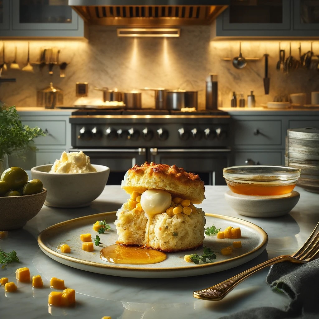 Toasted Corn and Crab Biscuit with Spicy High Life Honey Butter ...