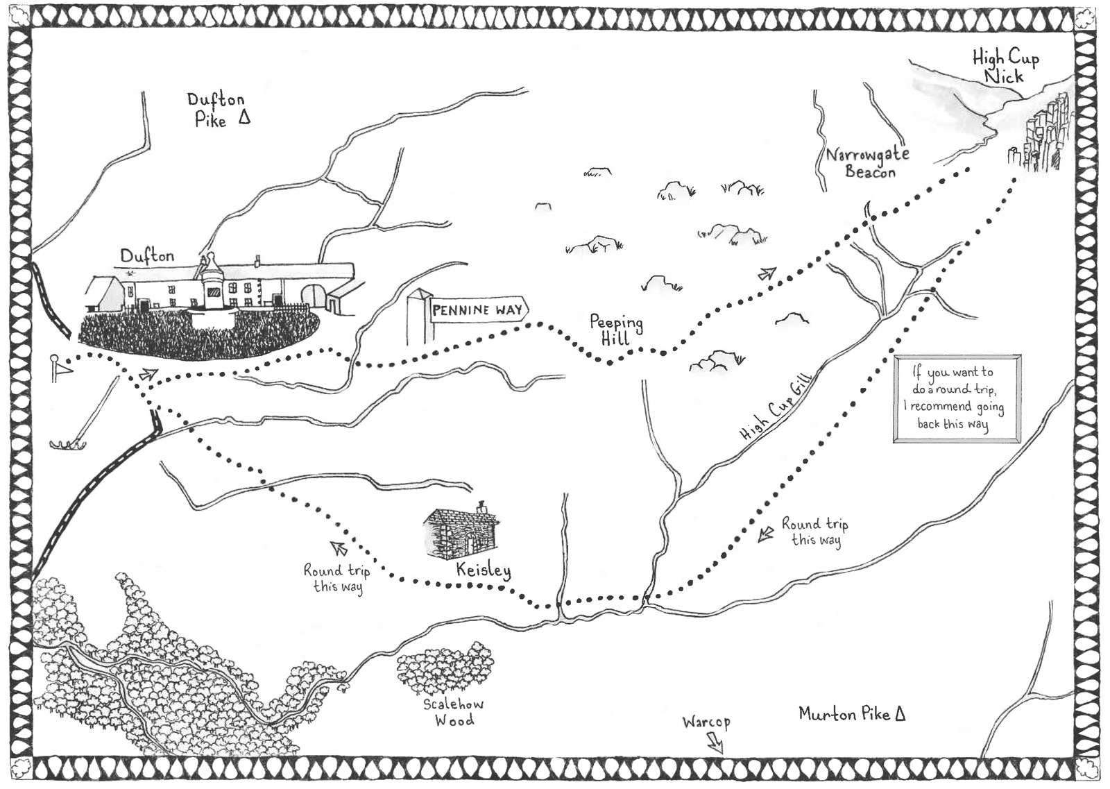 Walk 6, High Cup Nick Walk Map Illustration