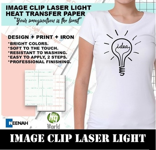 IMAGE CLIP LASER LIGHT Heat Transfer Paper Laser Printer Light Fabric ...
