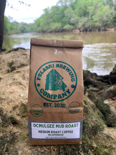 8 oz OCMULGEE MUD MT Water Decaf Ground | Pulaski Brewing Co