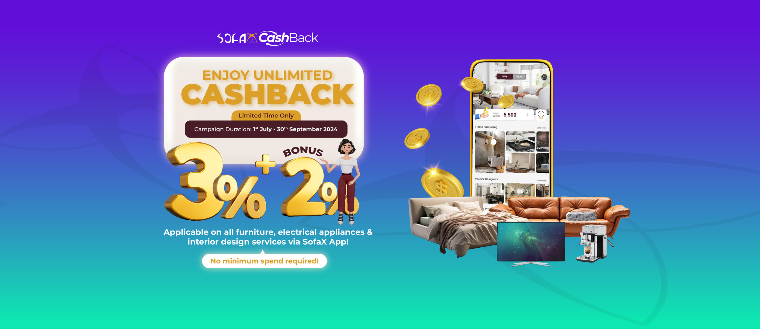 SofaX I Unlimited Cashback I No Minimum Spend