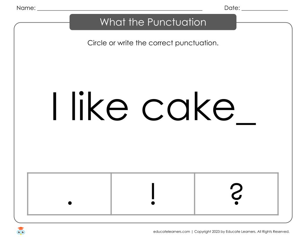 All About Punctuation | New Worksheets