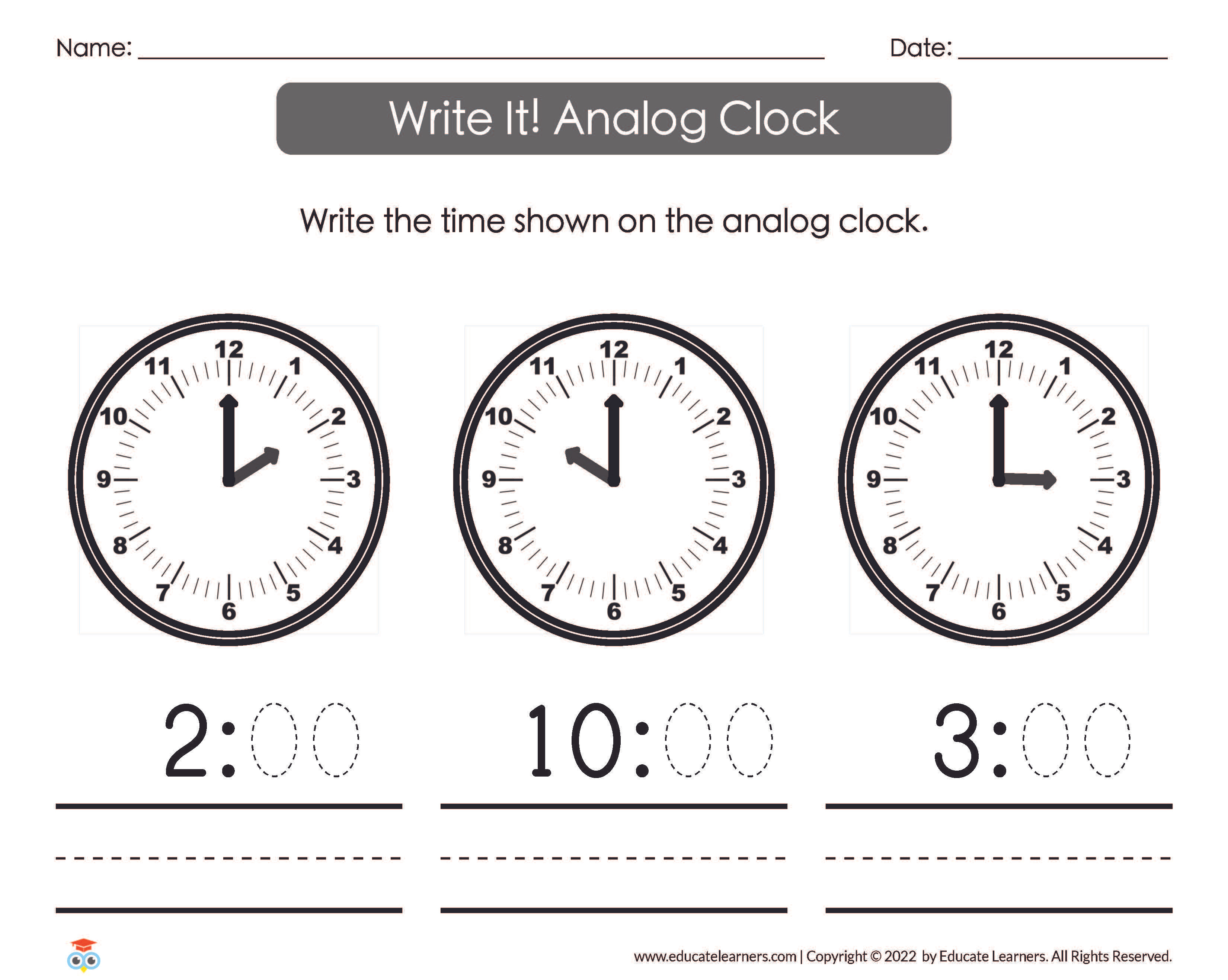 Write It! Analog Clock EL 219
