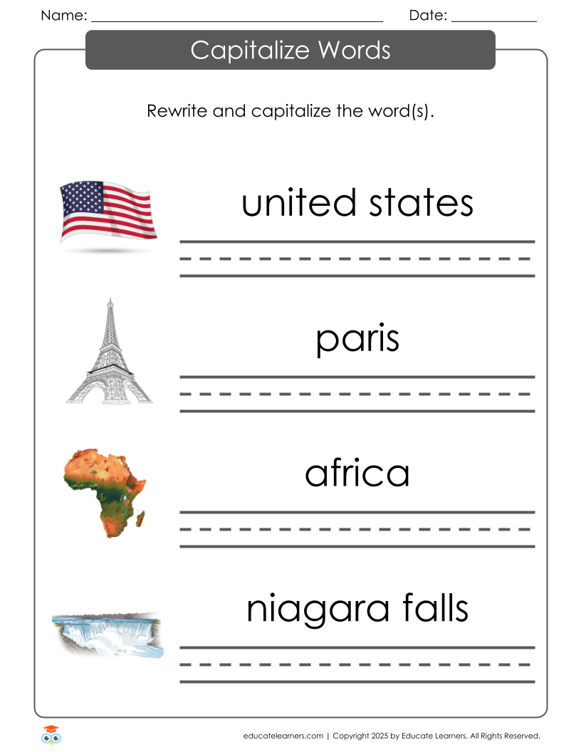Capitalize Words Geographic Name EL 523