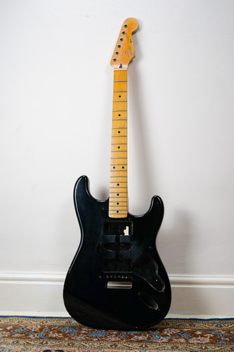 1993 Squier Japan Stratocaster Body and Neck - Black / Maple For Parts ...