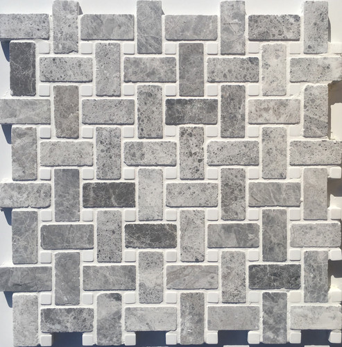 Tundra Gray Tumbled Basketweave Mosaic | SB TILE AND STONE