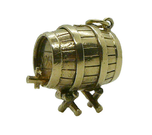 Vintage 9ct Gold Barrel Charm, opens. | Elizabeth Roy Charms