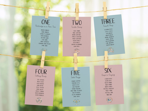 12 Days of Christmas Seating Plan Cards | Paper Adventure Co