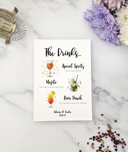 Cocktail menus | Paper Adventure Co
