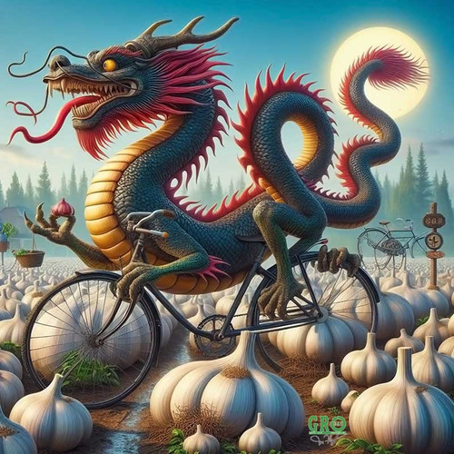 Dragon Riding Bicycle in Garlic Farm | GroEat