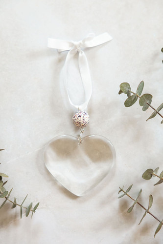 Flower Memorial Glass Heart Ornament | My Memories In Bloom