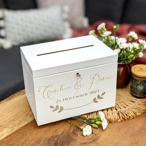 Engraved Personalised Wedding Post Box with a lock | Creative Shed