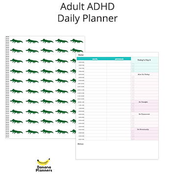 Adult ADHD Daily Planner/Organizer (White w/Green Alligators) | Banana Planners