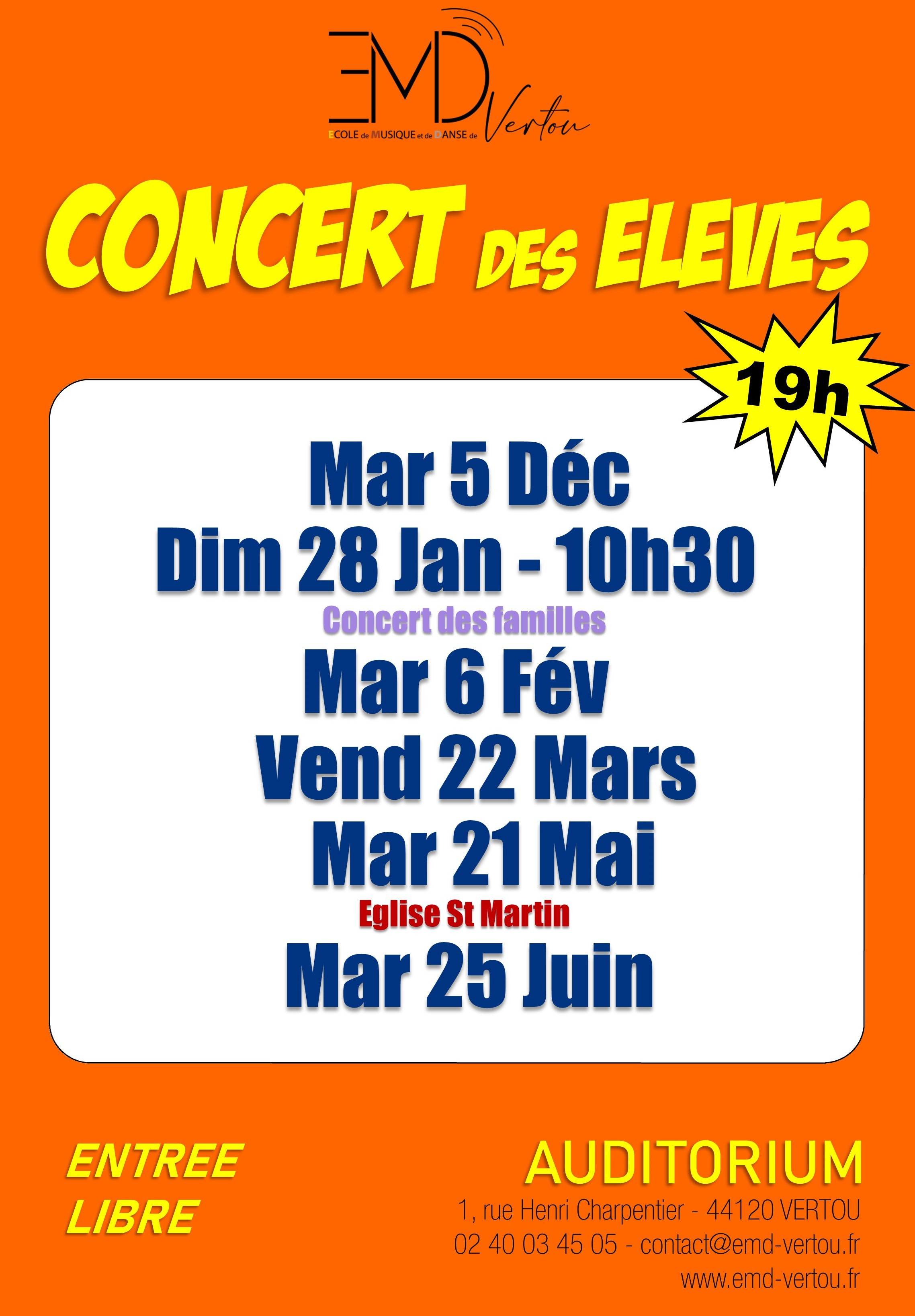 Concert des élèves | EMD Vertou