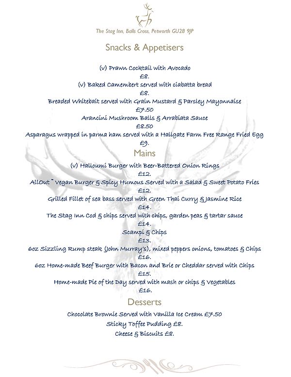 Menus | The Stag Inn