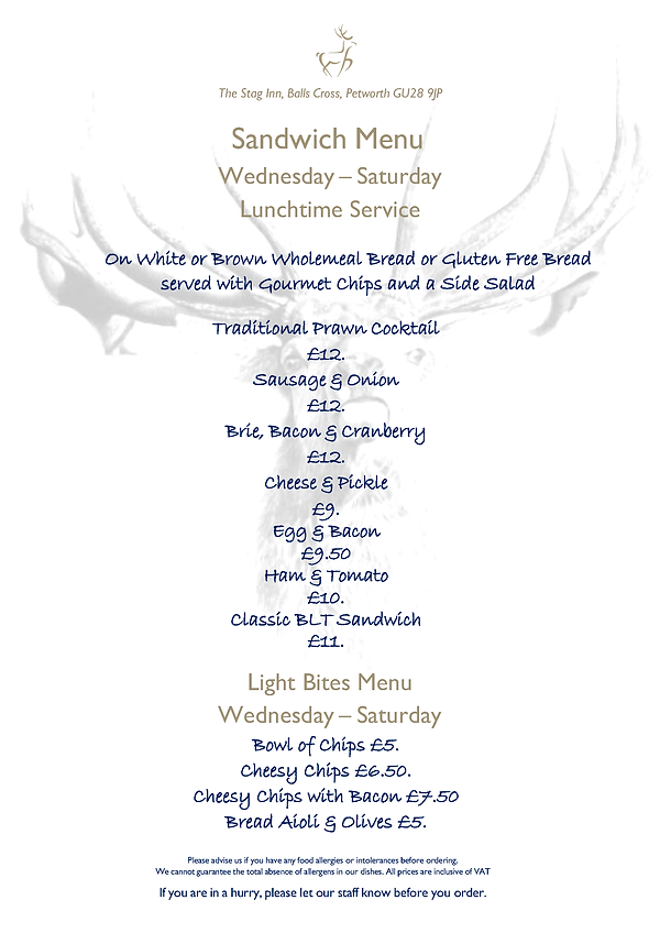 Menus | The Stag Inn