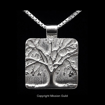 Live Oak Tree Fine Silver Pendant Necklace | missionguildstudio