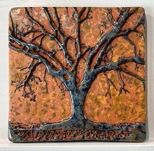 Live Oak Tree Clay Arts & Crafts Tile Autumn Glazing | missionguildstudio