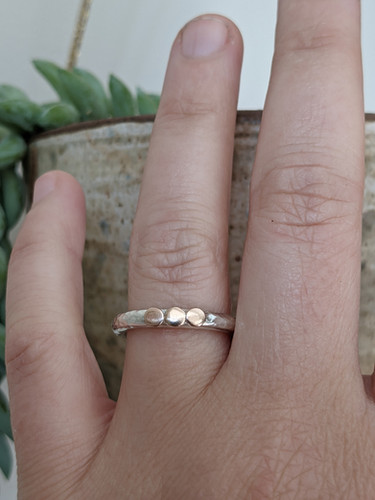 SOLSTICE CHUNKY SILVER & 9CT GOLD TRIPLE 'SUN' RING | silversapling