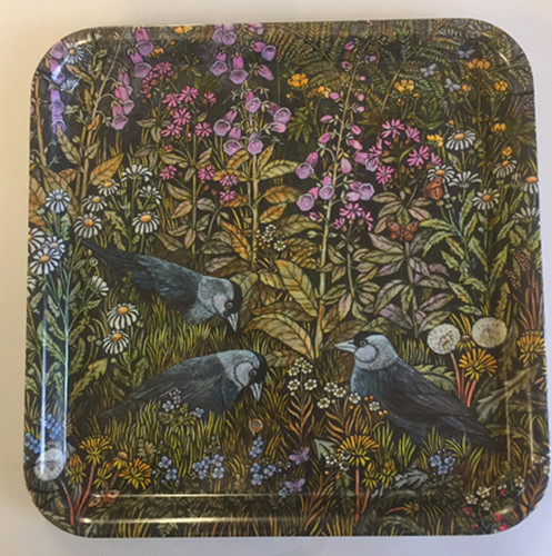 Crows Square Tray featuring Barbara Winrow original print | piggerypottery