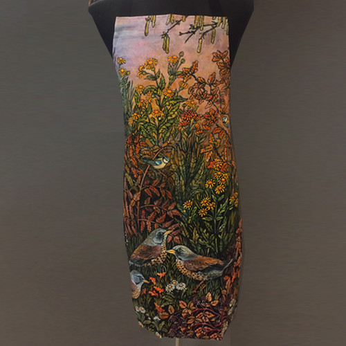 Fieldfare Apron featuring Barbara Winrow original print | piggerypottery