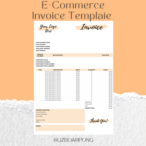 E-Commerce Invoice Template | FinTech With Liz