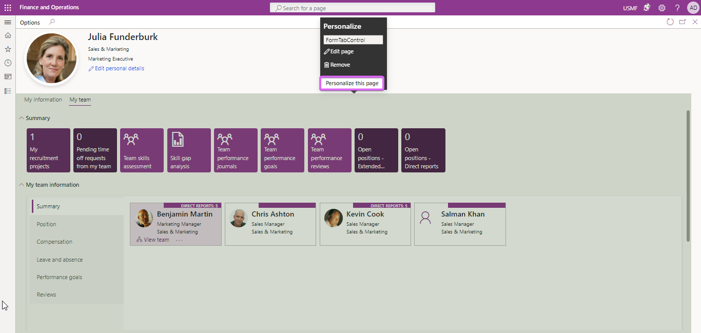 Power Apps & Pages for D365 HR