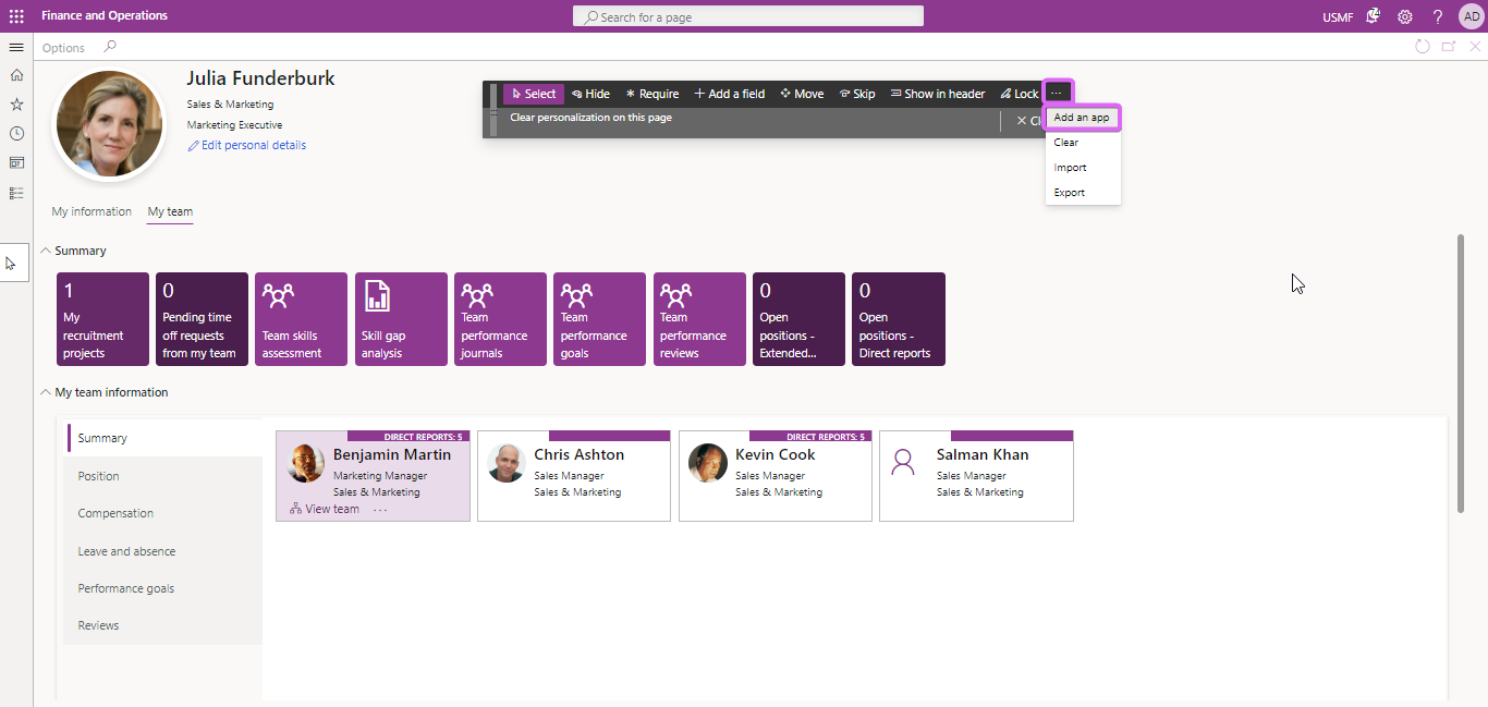 Power Apps & Pages for D365 HR