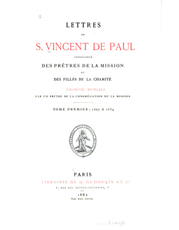 Bibliothèque catholique | Saint Vincent de Paul, Lettres - Tome 1